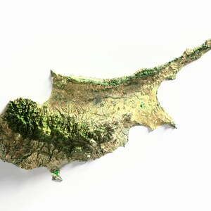 Cyprus Terrain Relief Map Print - Etsy