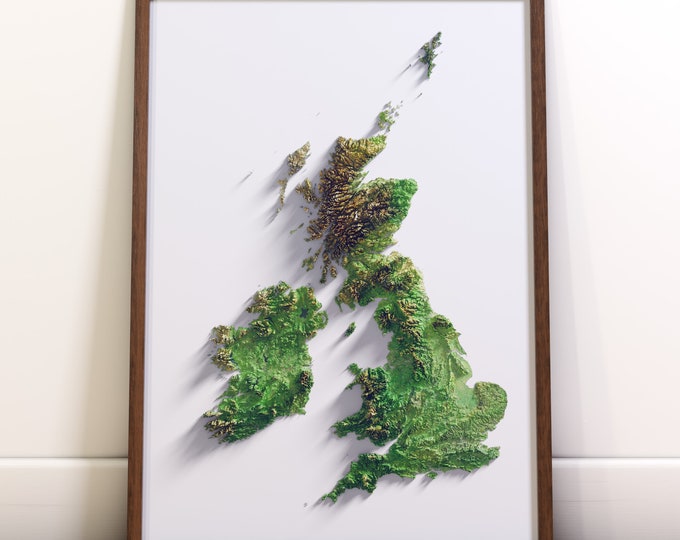 Illustrated Map of British Isles Children's UK Map A2 A3 A4 art Print ...