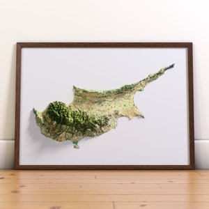 Cyprus Terrain Relief Map Print - Etsy