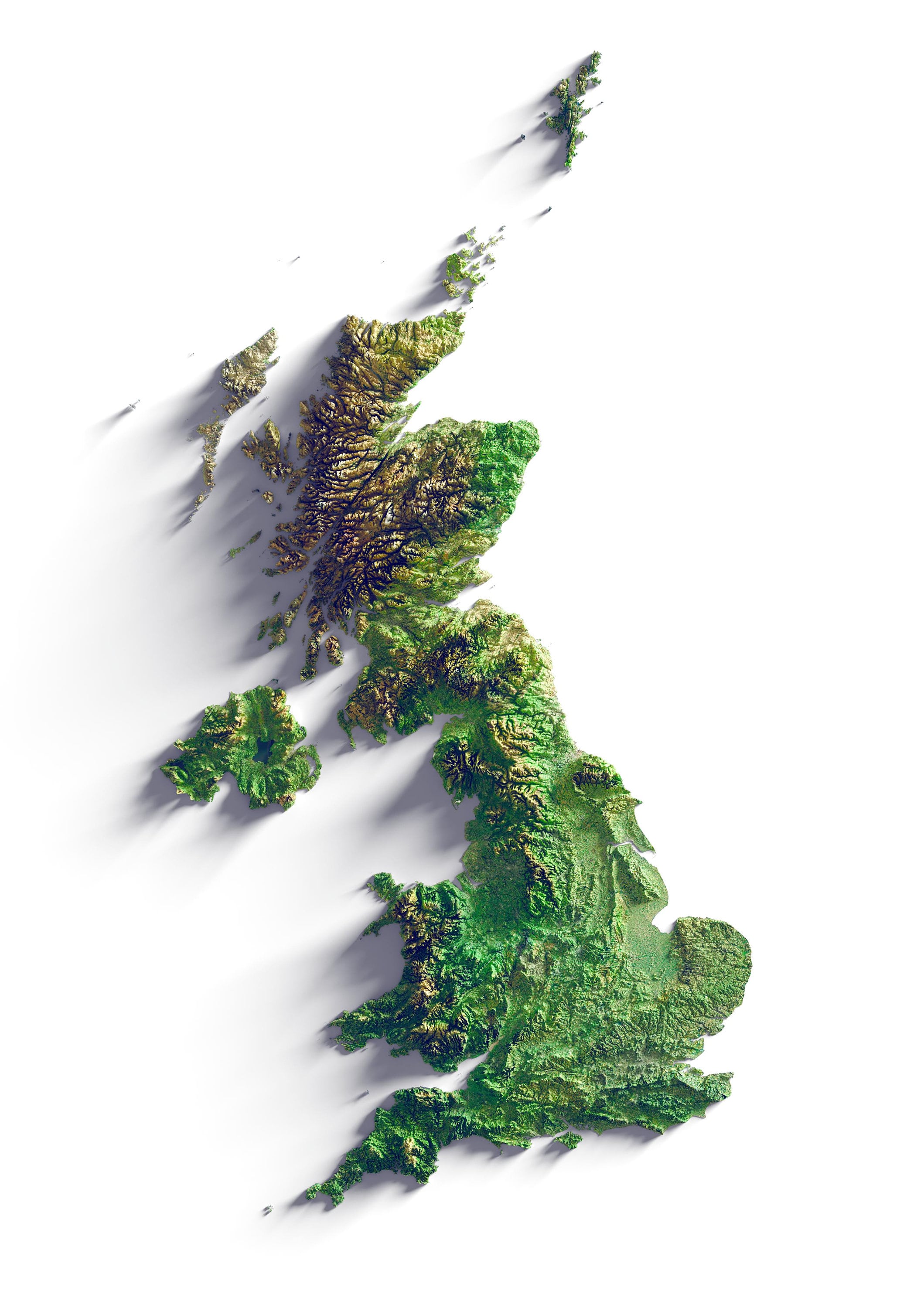 UK Terrain Relief Map Print - Etsy