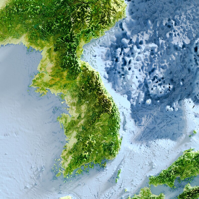 Japan Terrain Relief Map Print atlas Style - Etsy