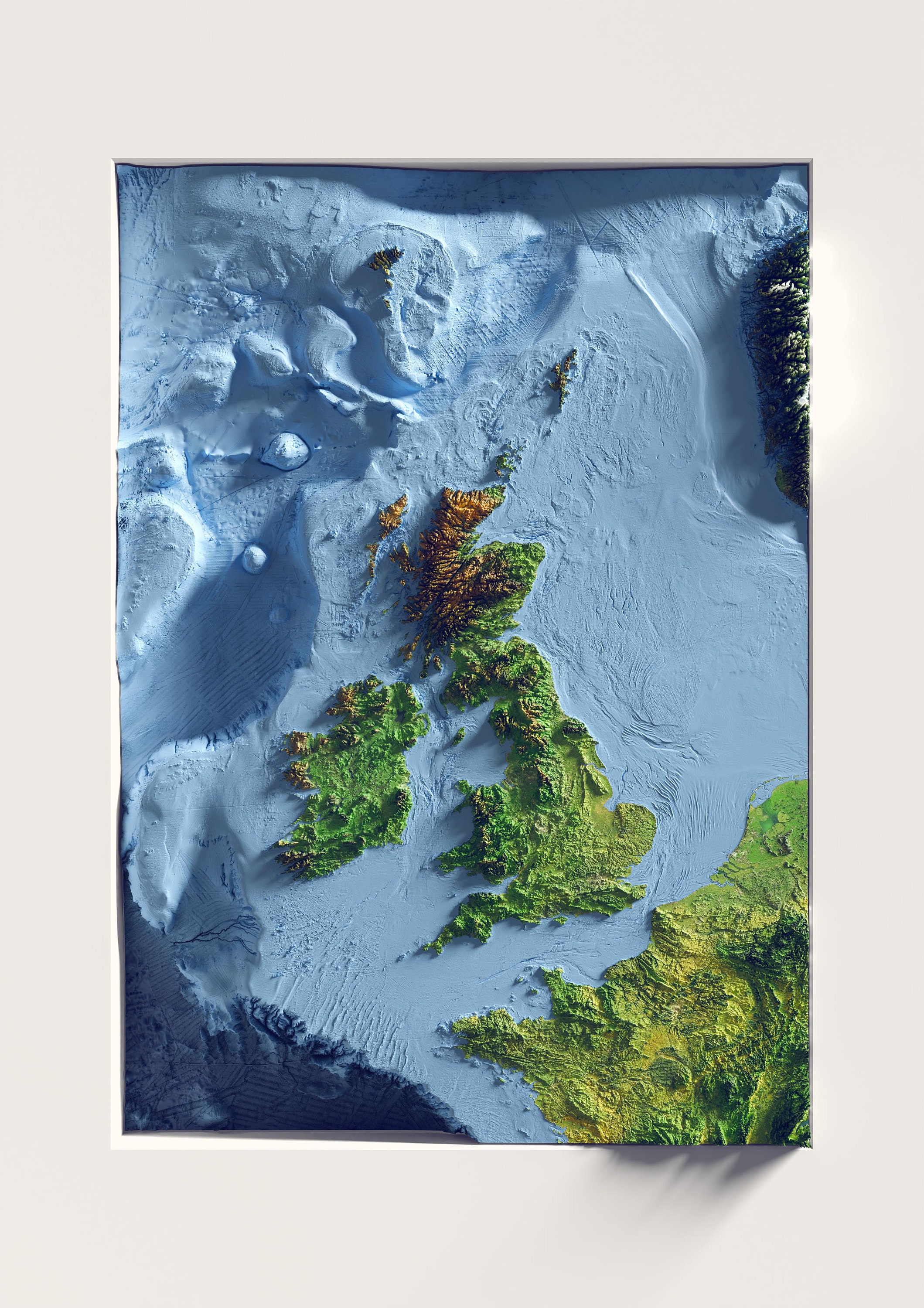 British Isles Terrain Relief Map Print atlas Style - Etsy