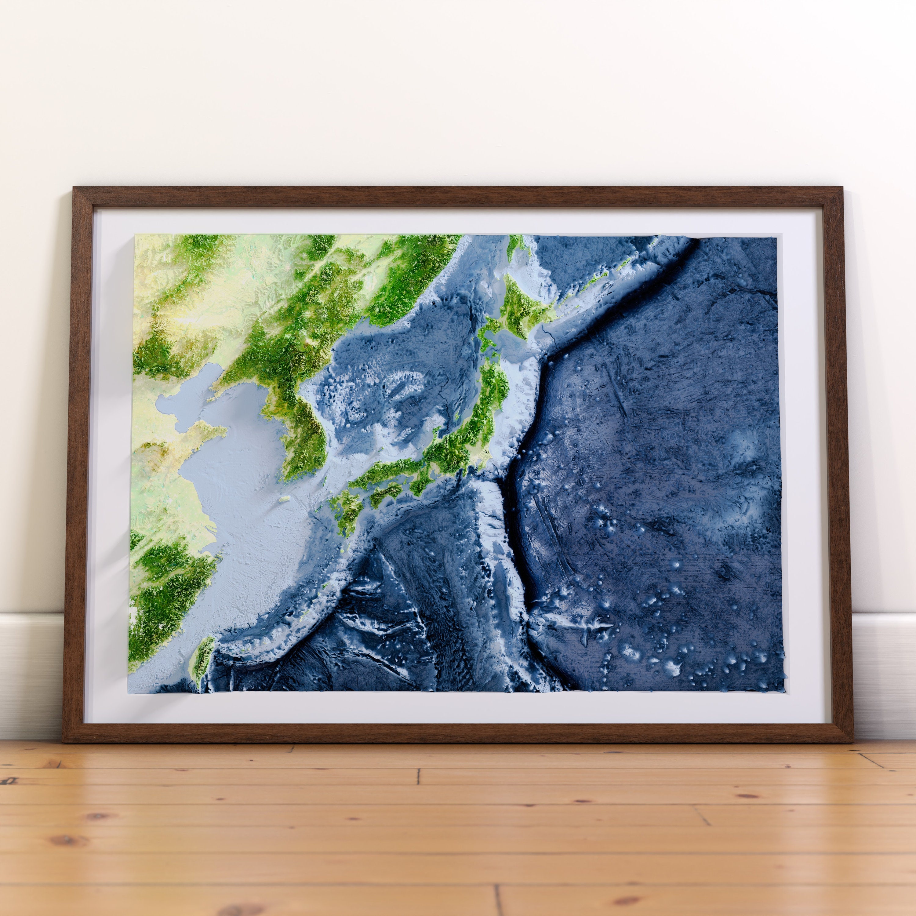 Japan Terrain Relief Map Print atlas Style - Etsy