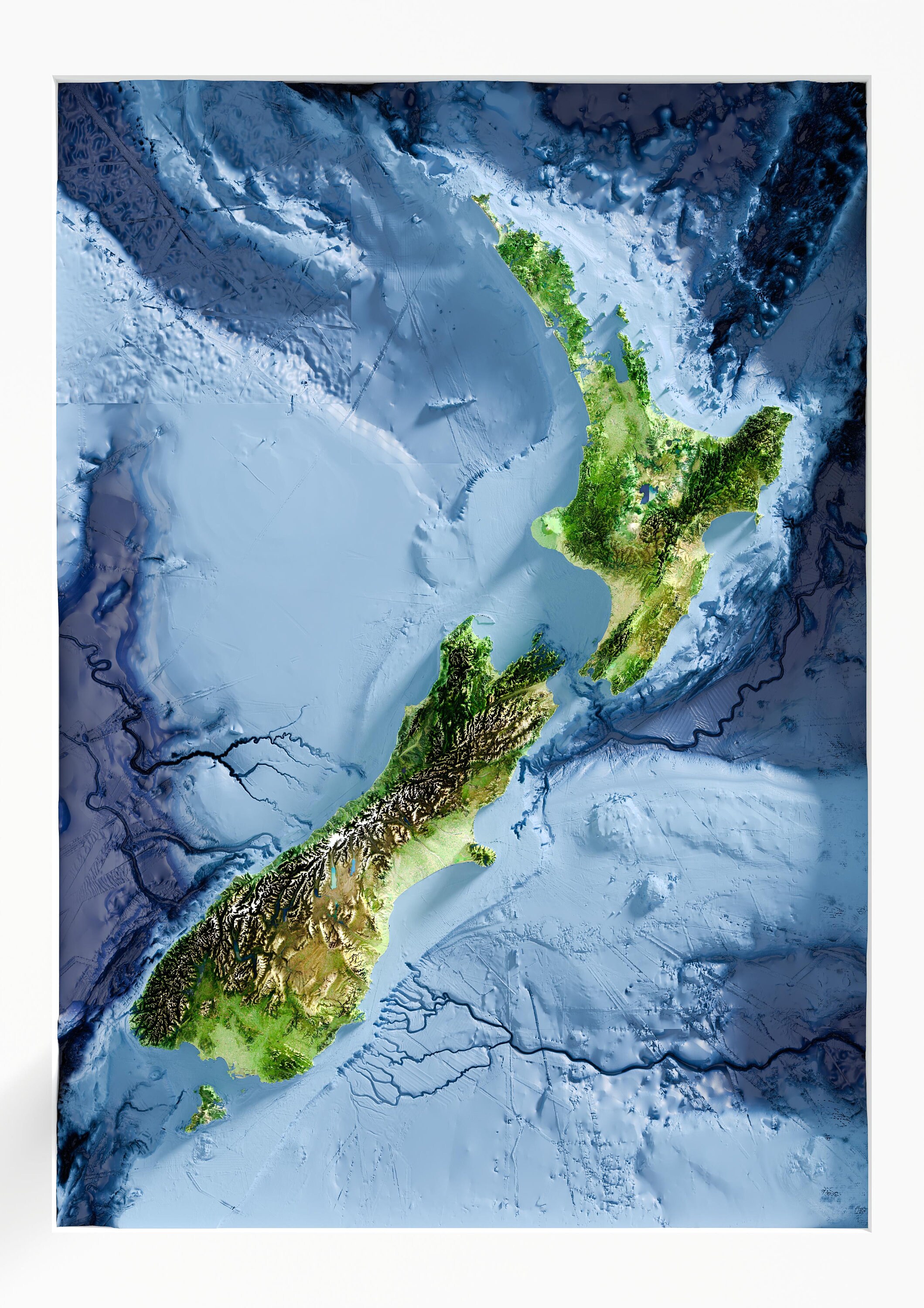 New Zealand Terrain Relief Map Print atlas Style - Etsy