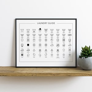 Horizontal Laundry Care Guide Poster, Laundry Room Decor, Laundry Sign ...