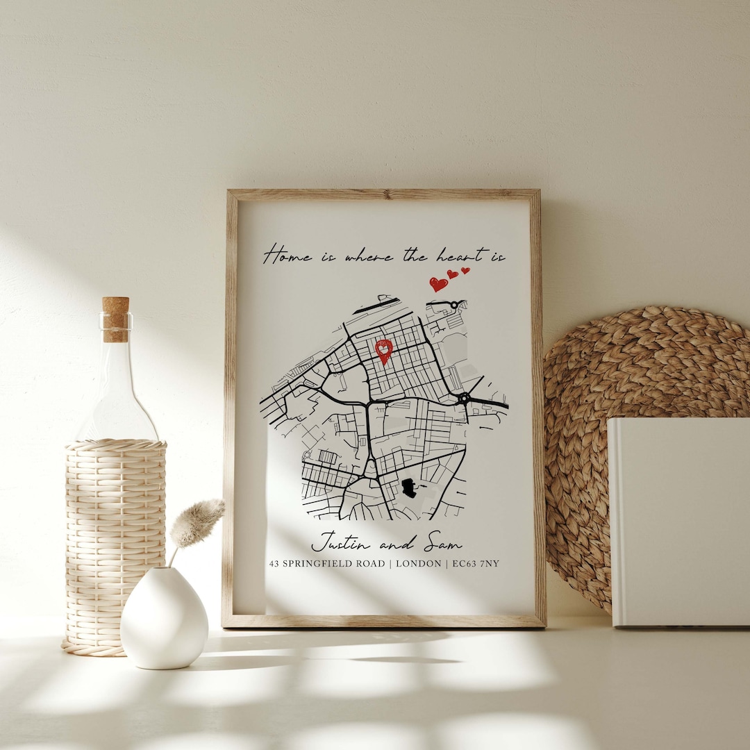 New Home Map Print , Personalised Housewarming Gift, Gifts for New Home ...