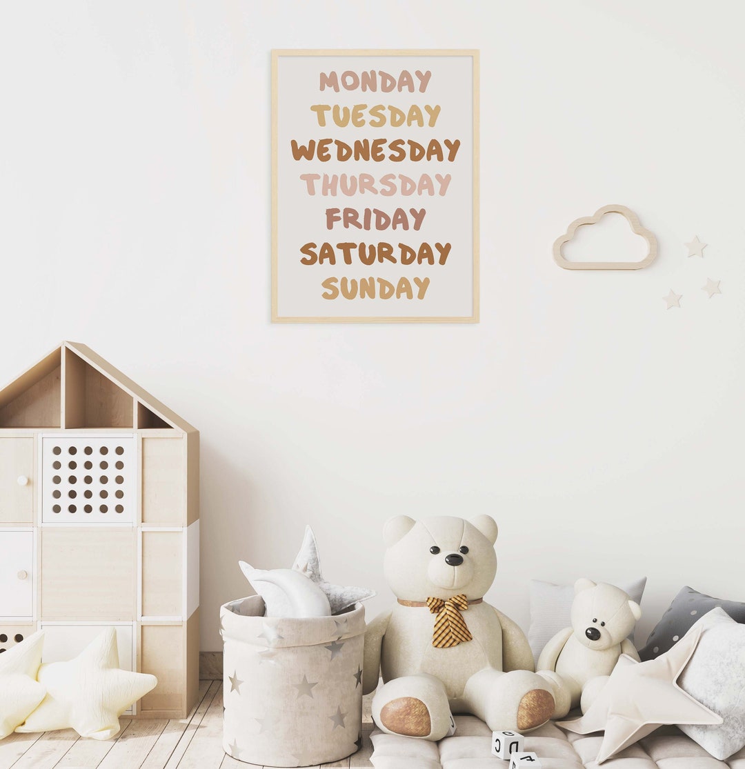 Days of the Week Boho Nursery Print Kids Bedroom Decor Printable ...