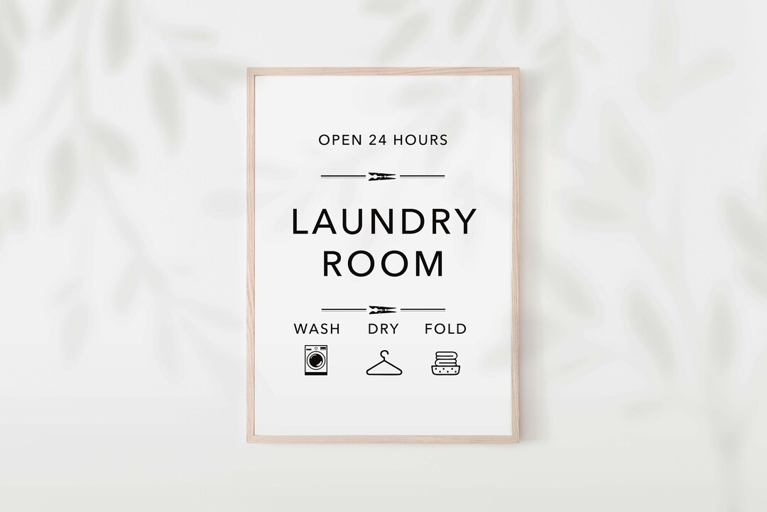 Wash Dry Fold Laundry Sign | Printable Laundry Art | Laundry Print ...