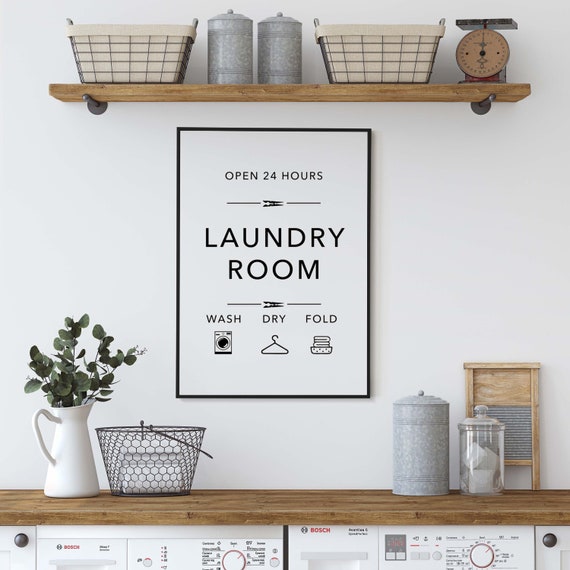 Wash Dry Fold Laundry Sign Printable Laundry Art Laundry - Etsy