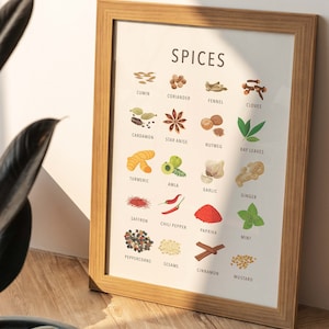 Types of Spices Print | Spices Guide Poster | Spice Chart | Cooking ...