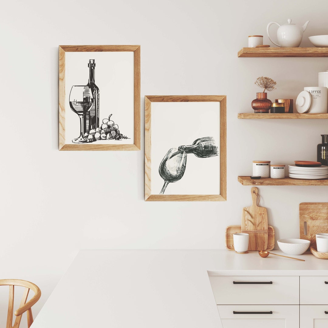 Bar Gallery Wall Set of 2 Prints | Bar Cart Art | Wine Prints | Bar ...