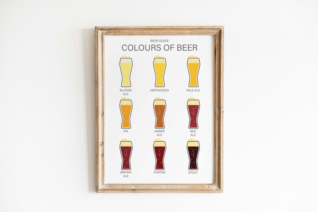 Beer Guide Poster, Types of Beer, Colours of Beer Print, Beer Poster ...