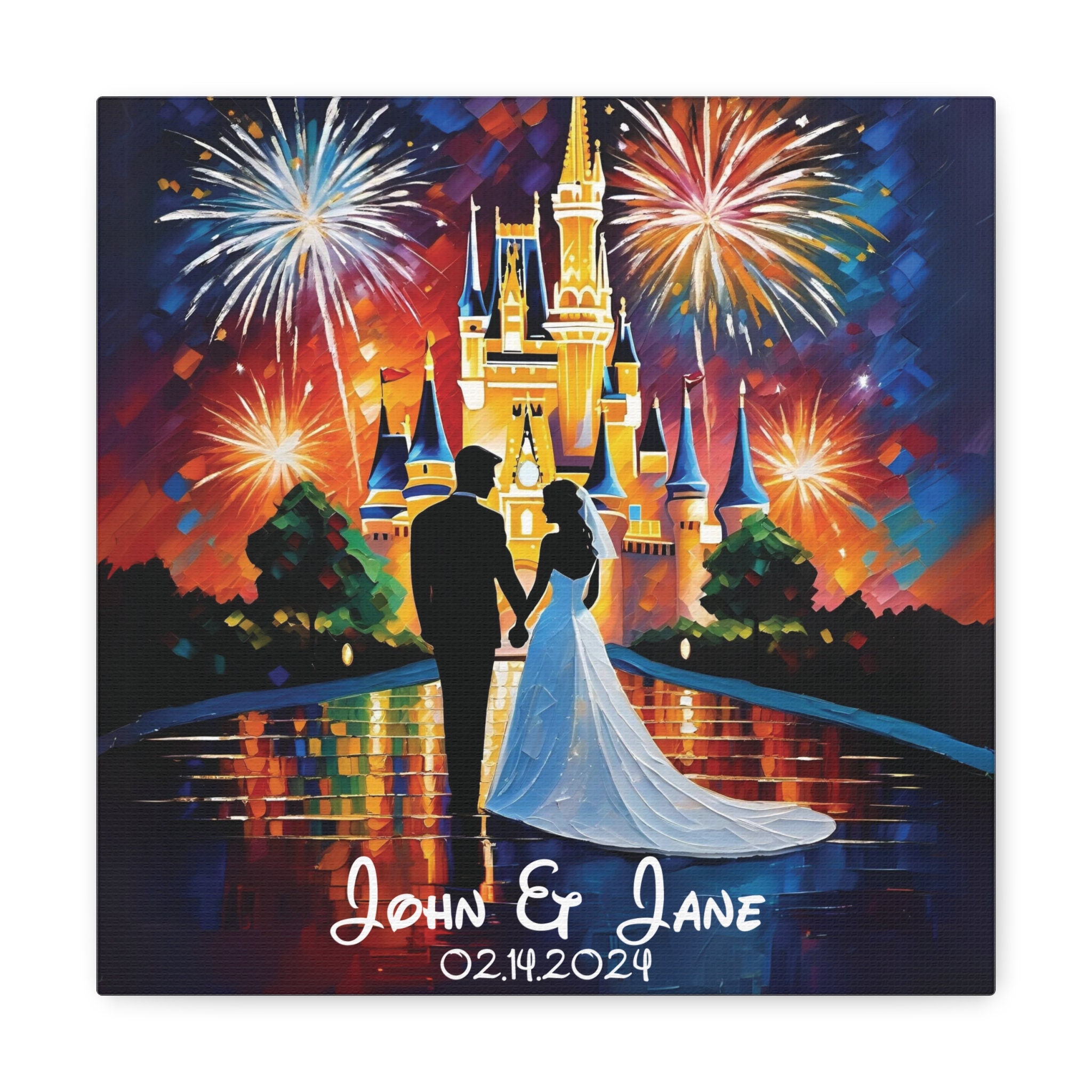 Custom Disney Wedding Anniversary Canvas Wall Art, Disney Bride and ...