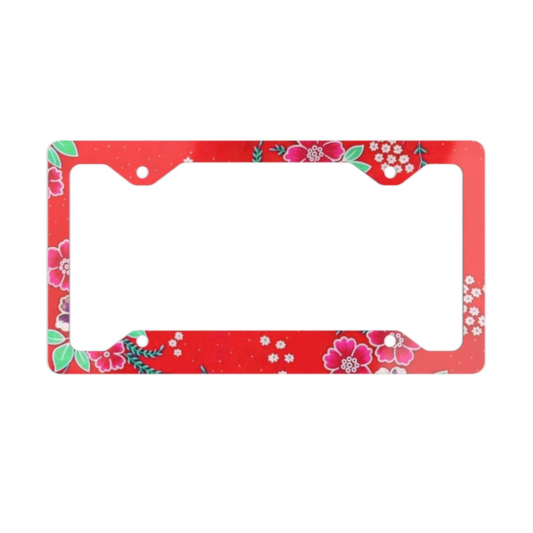 Red Hmong Ntaub Lis Loos License Plate Frame - Ethnic Car Accessory ...