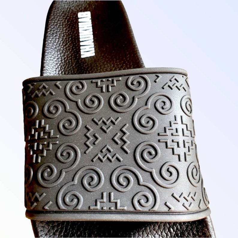 Black Hmong Swirl Slides, Hmong Slides, Hmong Sandals, Khaukhiab, Hmong ...