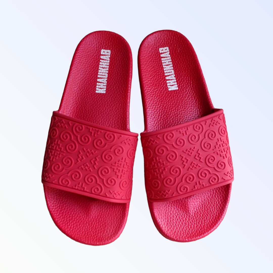 Hmong Red Swirl Slides, Hmong, Hmong Slides, Hmong Sandals, Hmoob ...