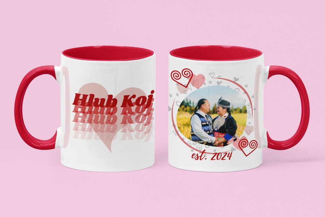 Custom Hmong "hlub Koj" Two-tone Coffee Mug, 15oz, Custom Valentine's ...