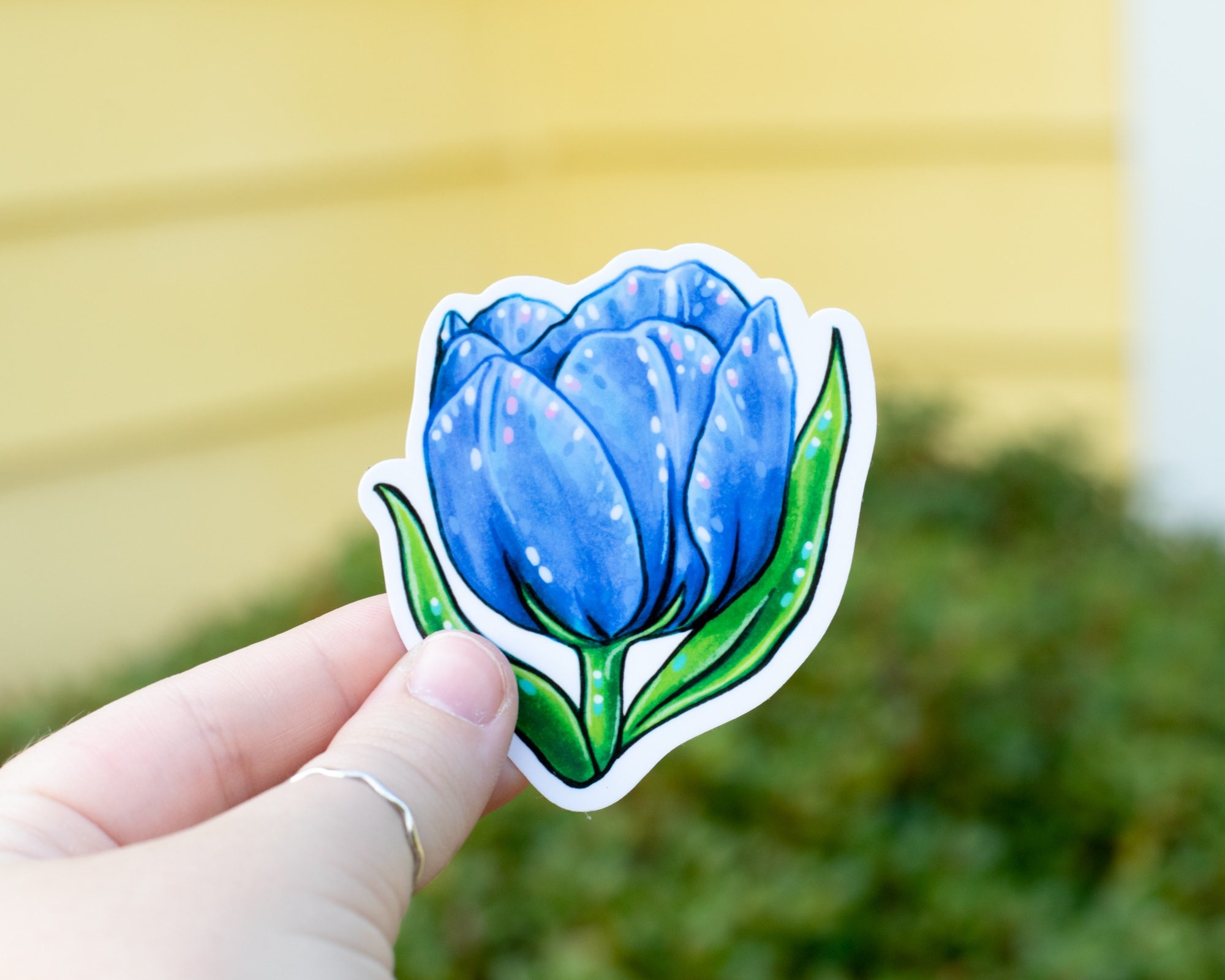 Tulip Vinyl Sticker, Illustrated Flower Decal for Laptops, Water ...