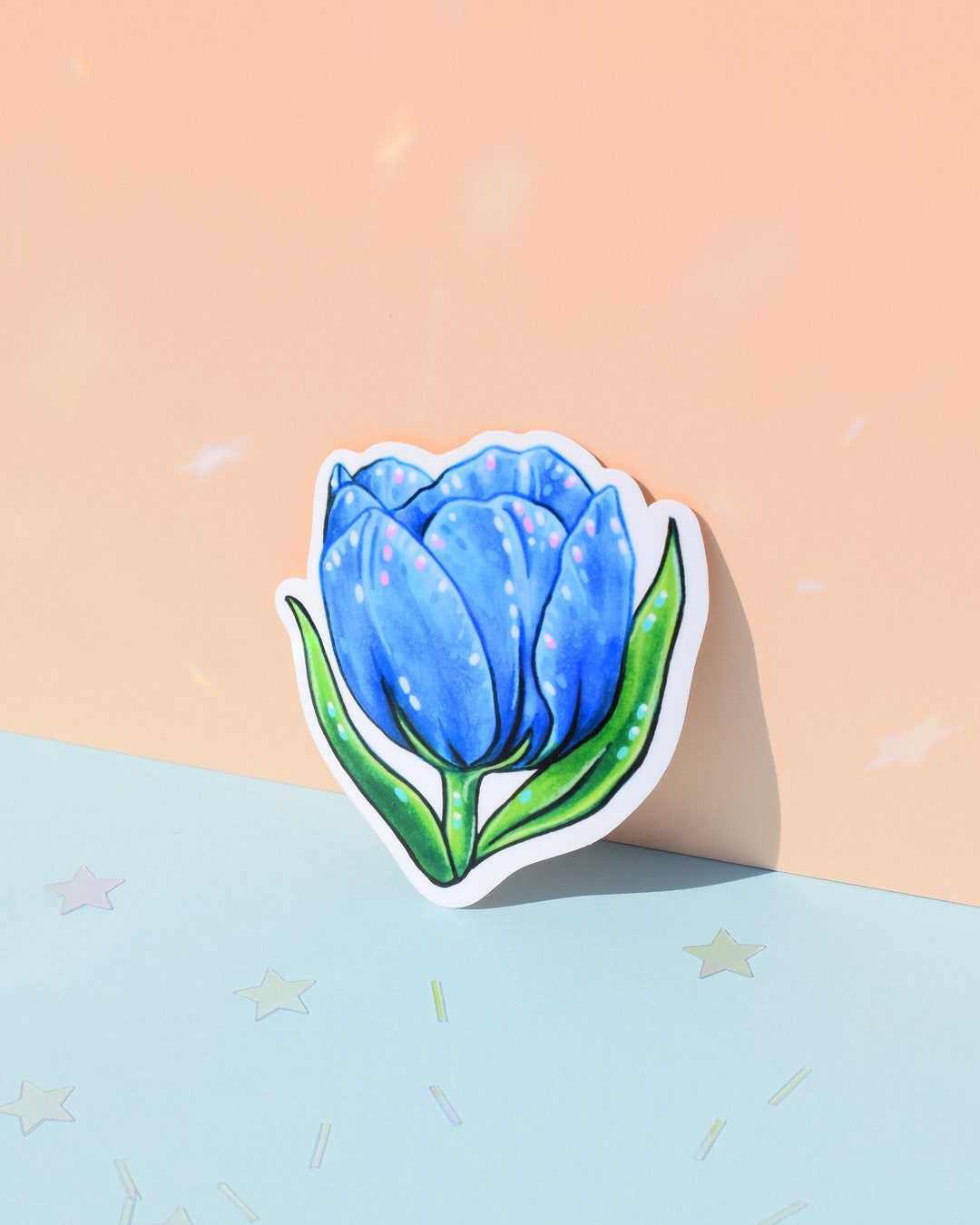Tulip Vinyl Sticker, Illustrated Flower Decal for Laptops, Water ...