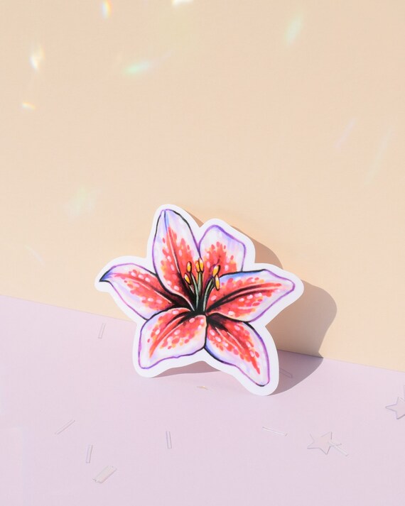 Lily Vinyl Sticker Illustrated Spring Flower Decal for - Etsy