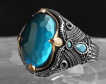 Handmade Men's Ring, Tiger Eye Men's Ring, Ottoman Men's Ring, 925 ...