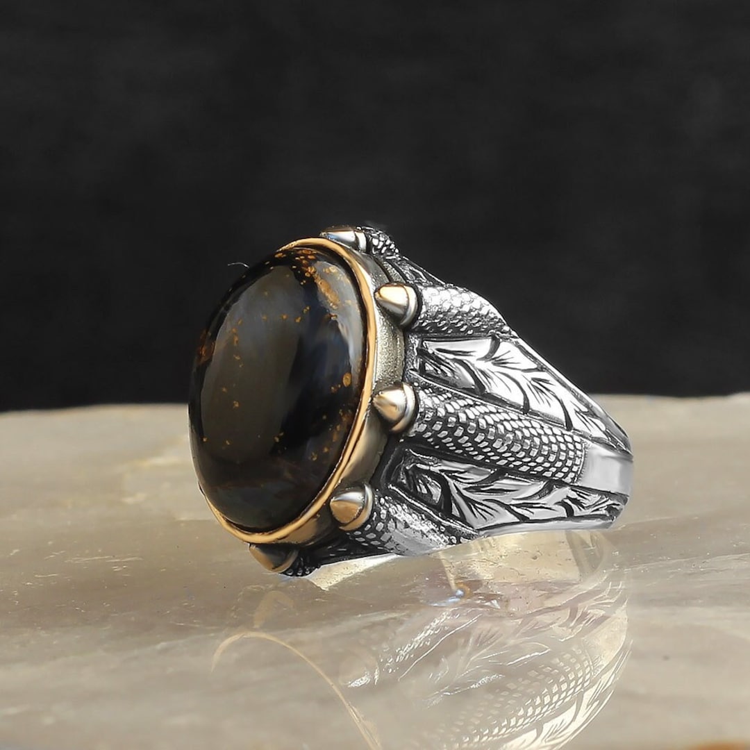 Handmade Men Ring, Pietersite Men Ring, Ottoman Men's Ring, 925 ...