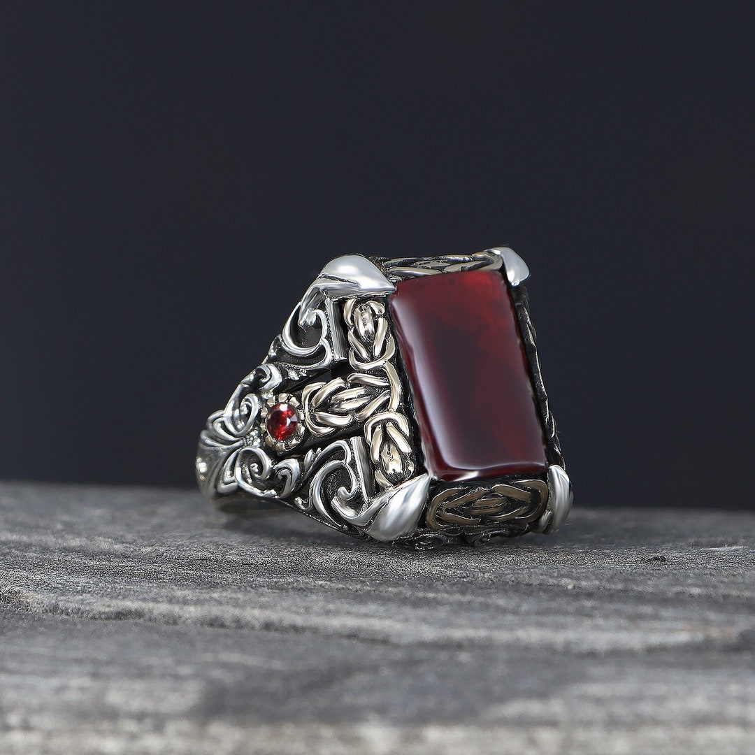 Agate Men Ring, Handmade Mens Ring, Ottoman Mens Ring, 925 Sterling ...