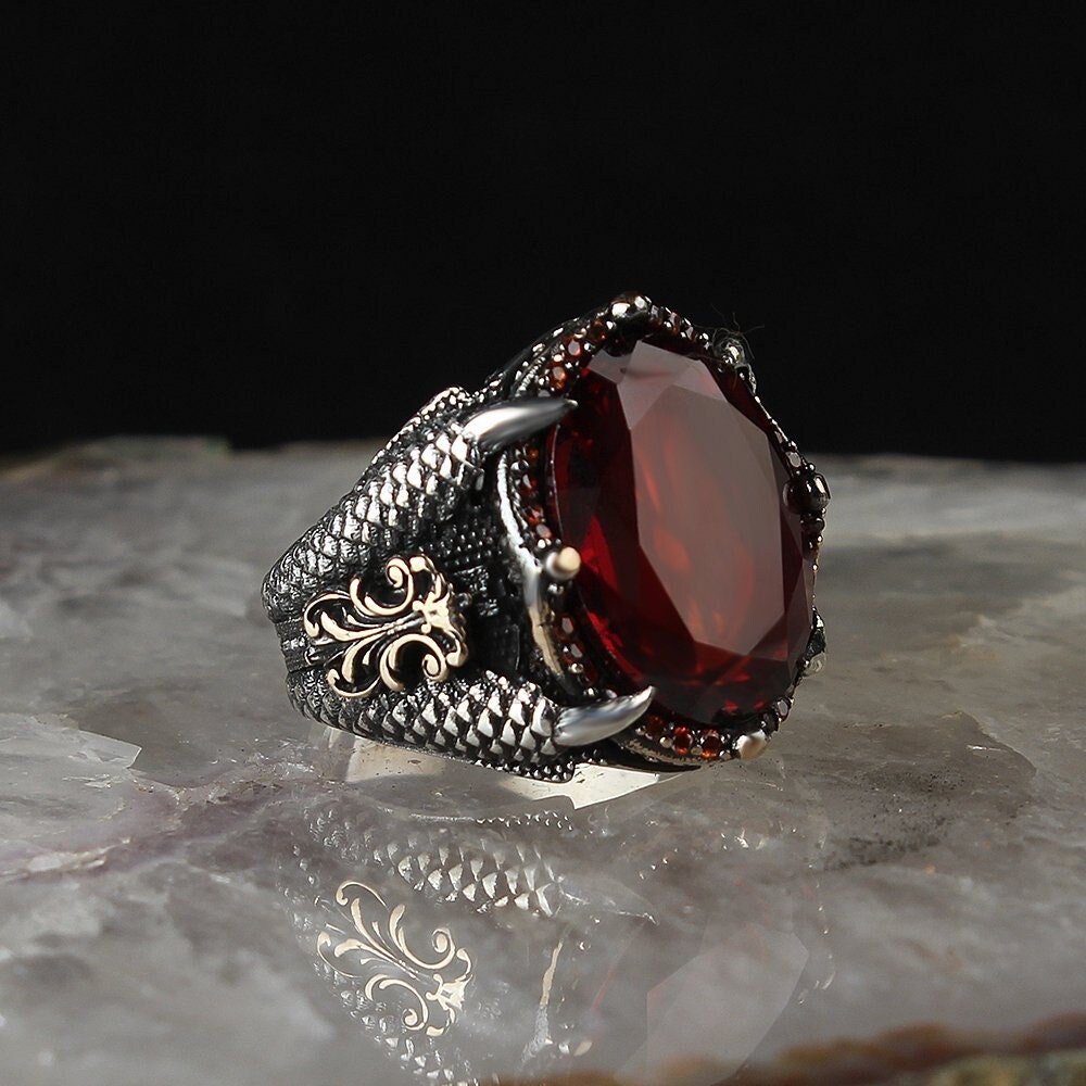 Ruby Ring Handmade Mens Ring Ruby Men Ring Claw Mens Ring - Etsy