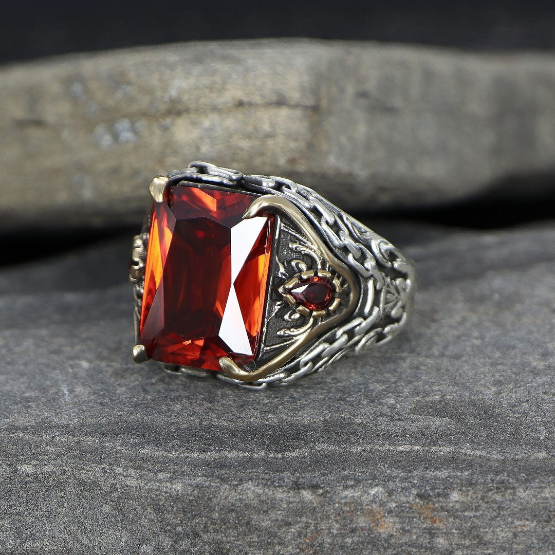 Ruby Men's Ring, Handmade Mens Ring, Ottoman Mens Ring, 925 Sterling ...