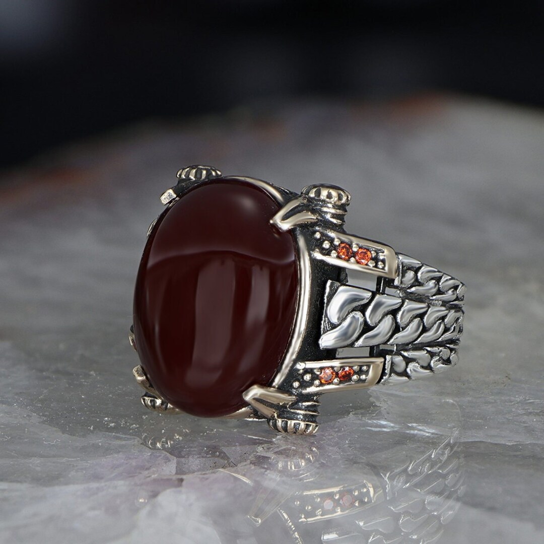 Agate Men Ring, Handmade Mens Ring, Ottoman Mens Ring, 925 Sterling ...