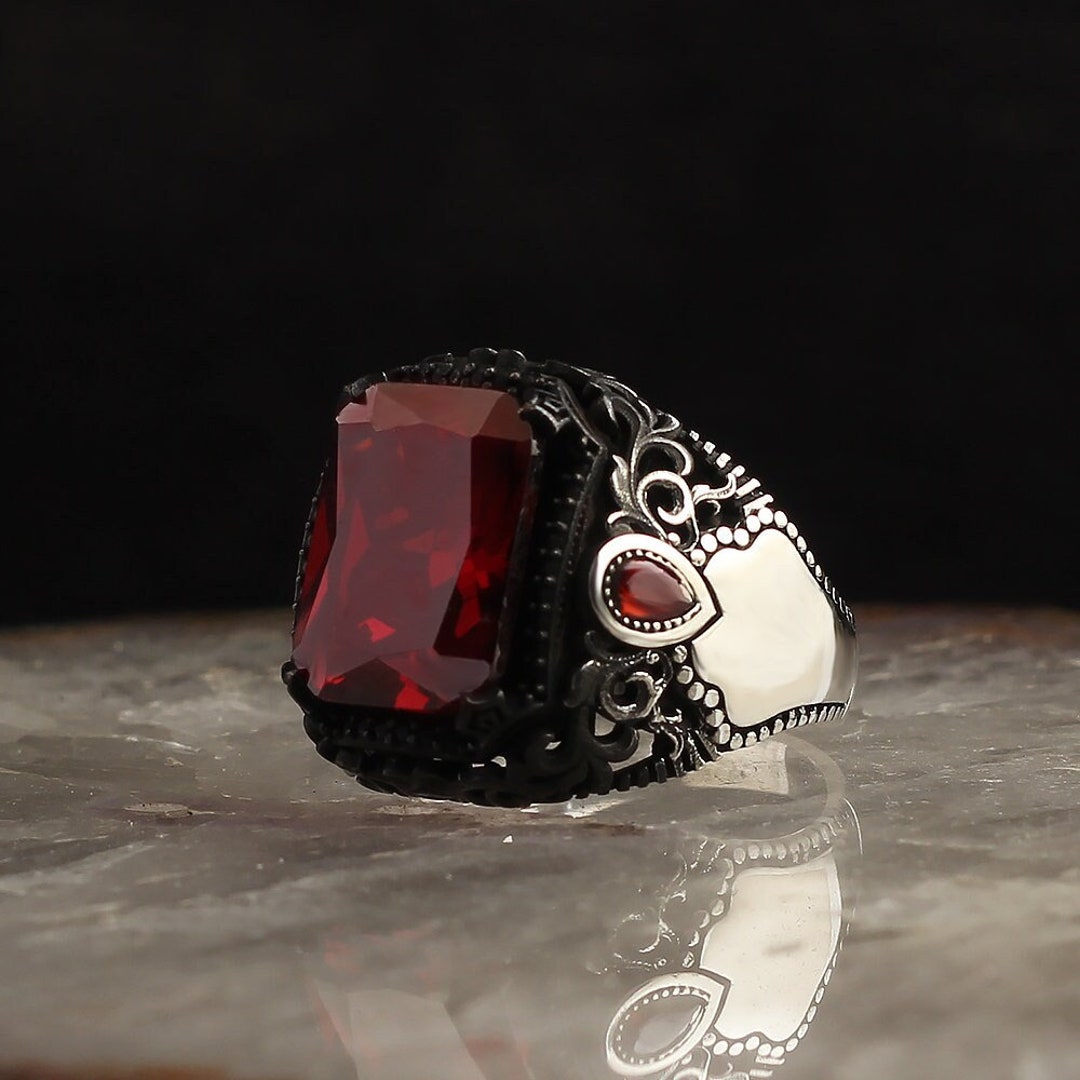 Ruby Men's Ring, Handmade Mens Ring, Ottoman Mens Ring, 925 Sterling ...