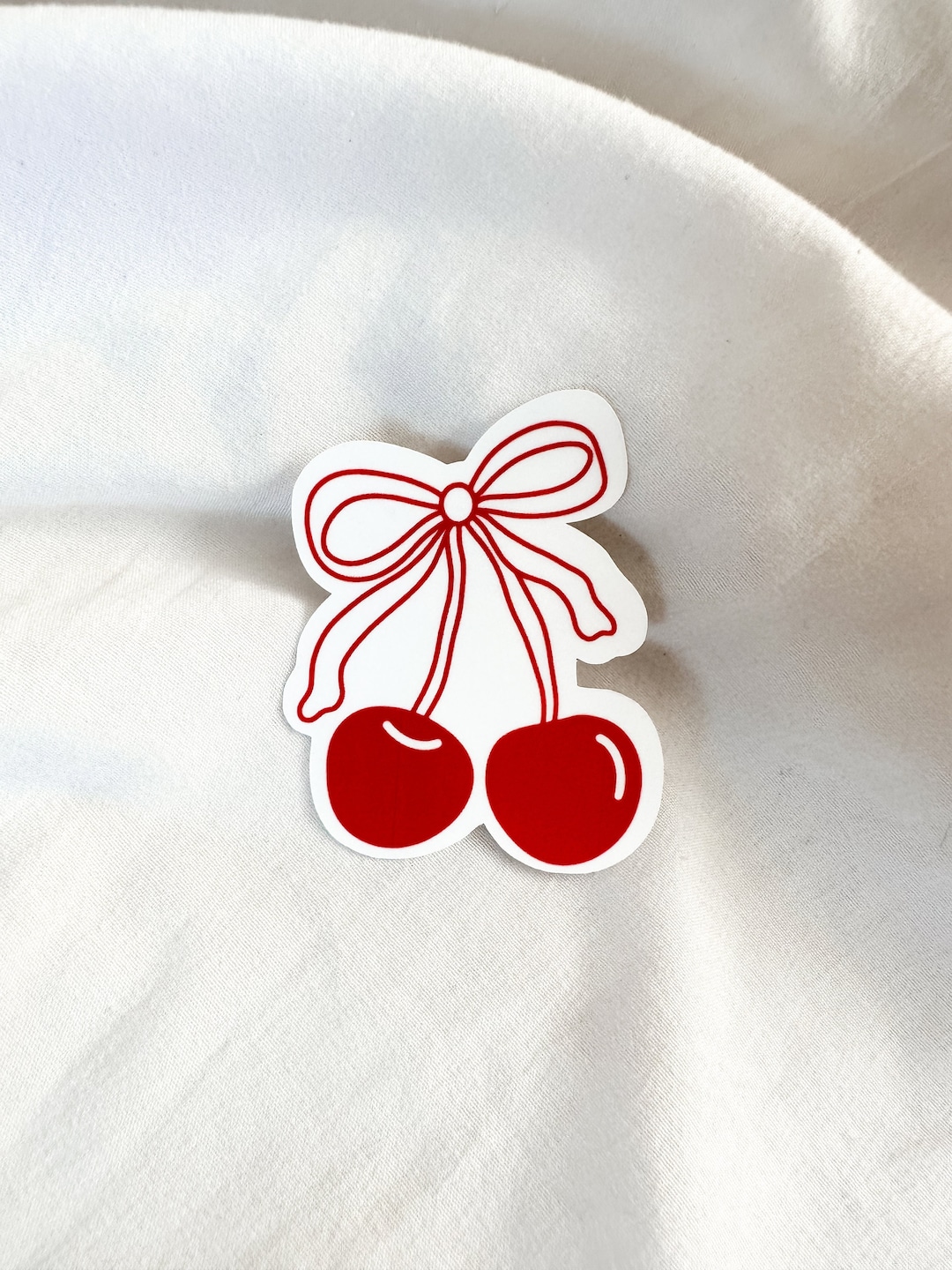 Bow & Cherries Sticker | Cherry Sticker | Croquette | Bow | Bow Design ...
