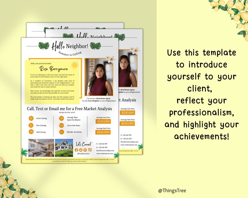 Hello Neighbor Flyer|real Estate Template| Hello Summer Real Estate ...