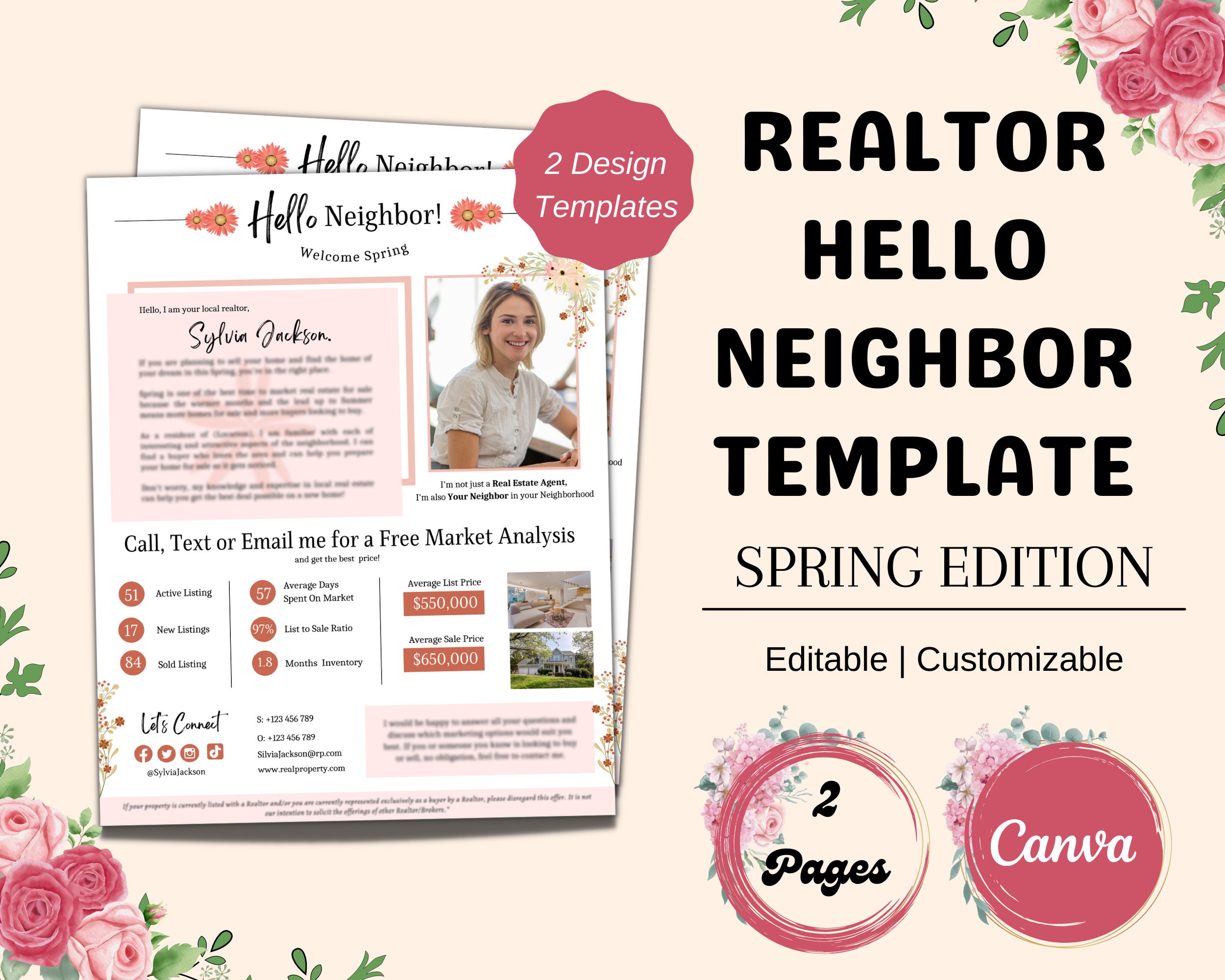 Hello Neighbor Flyer| Real Estate Template| Spring Real Estate ...