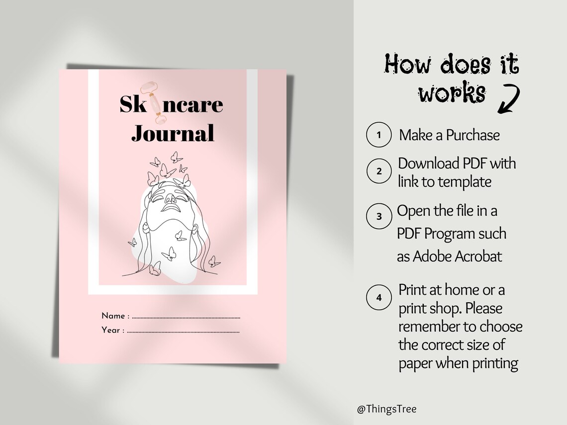 Skincare Journal Beauty Care Planner Skincare Routine Printable ...