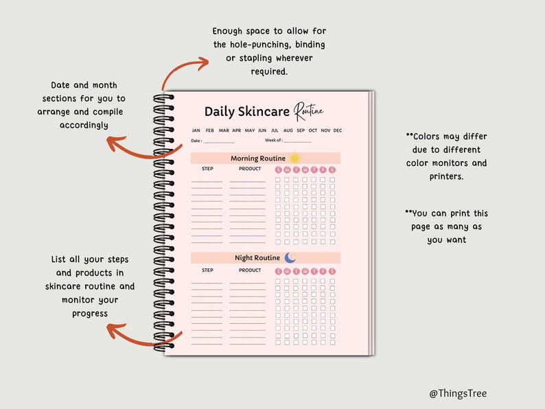 Skincare Journal Beauty Care Planner Skincare Routine Printable ...