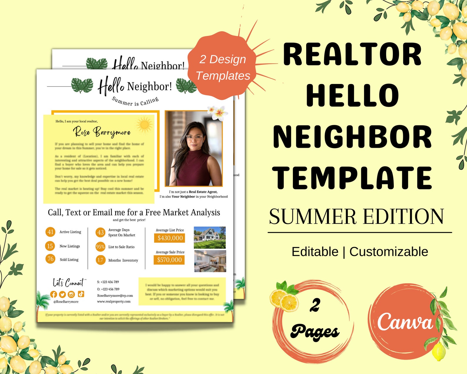 Hello Neighbor Flyer|real Estate Template| Hello Summer Real Estate ...
