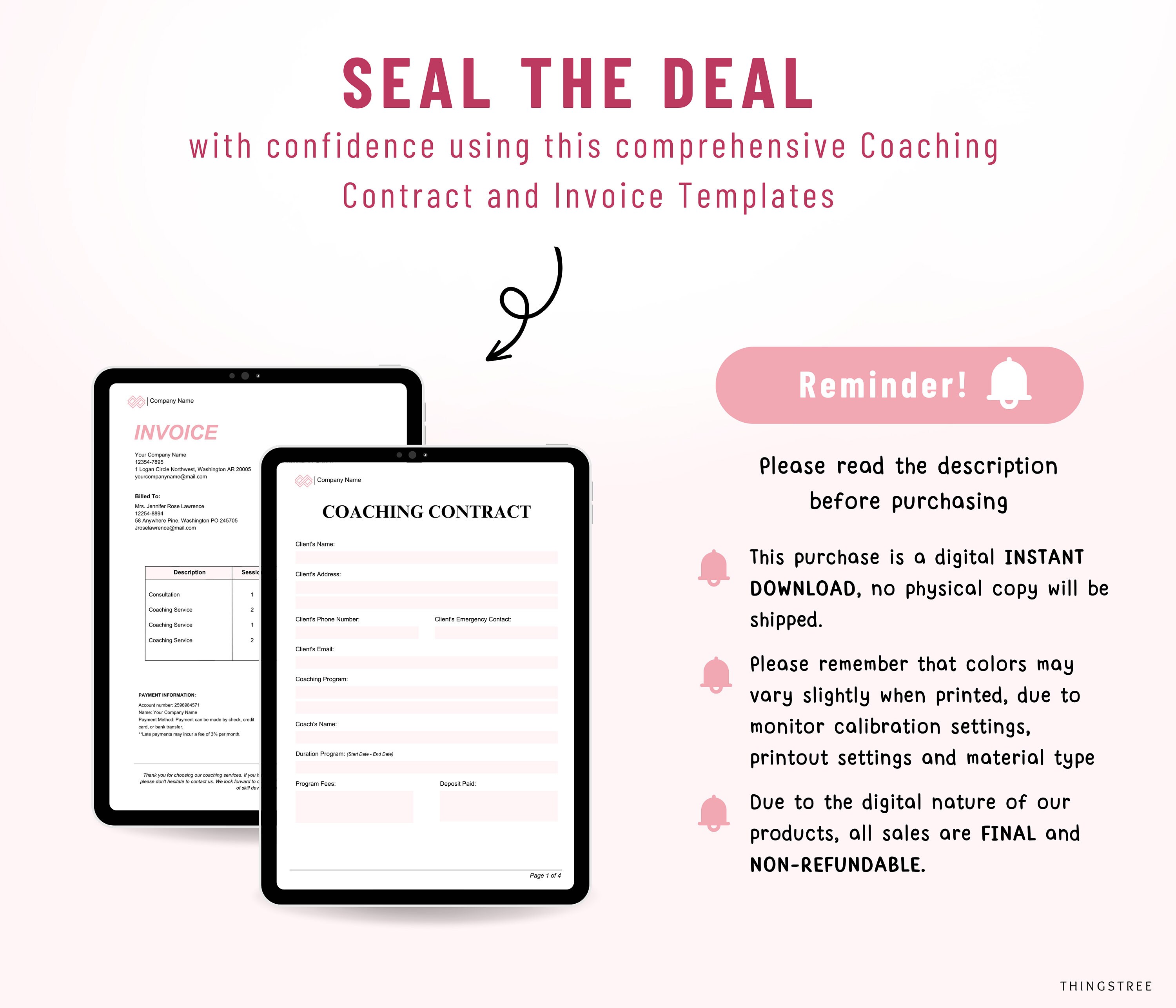 Client Coaching Agreement Template Invoice Templatedone for - Etsy