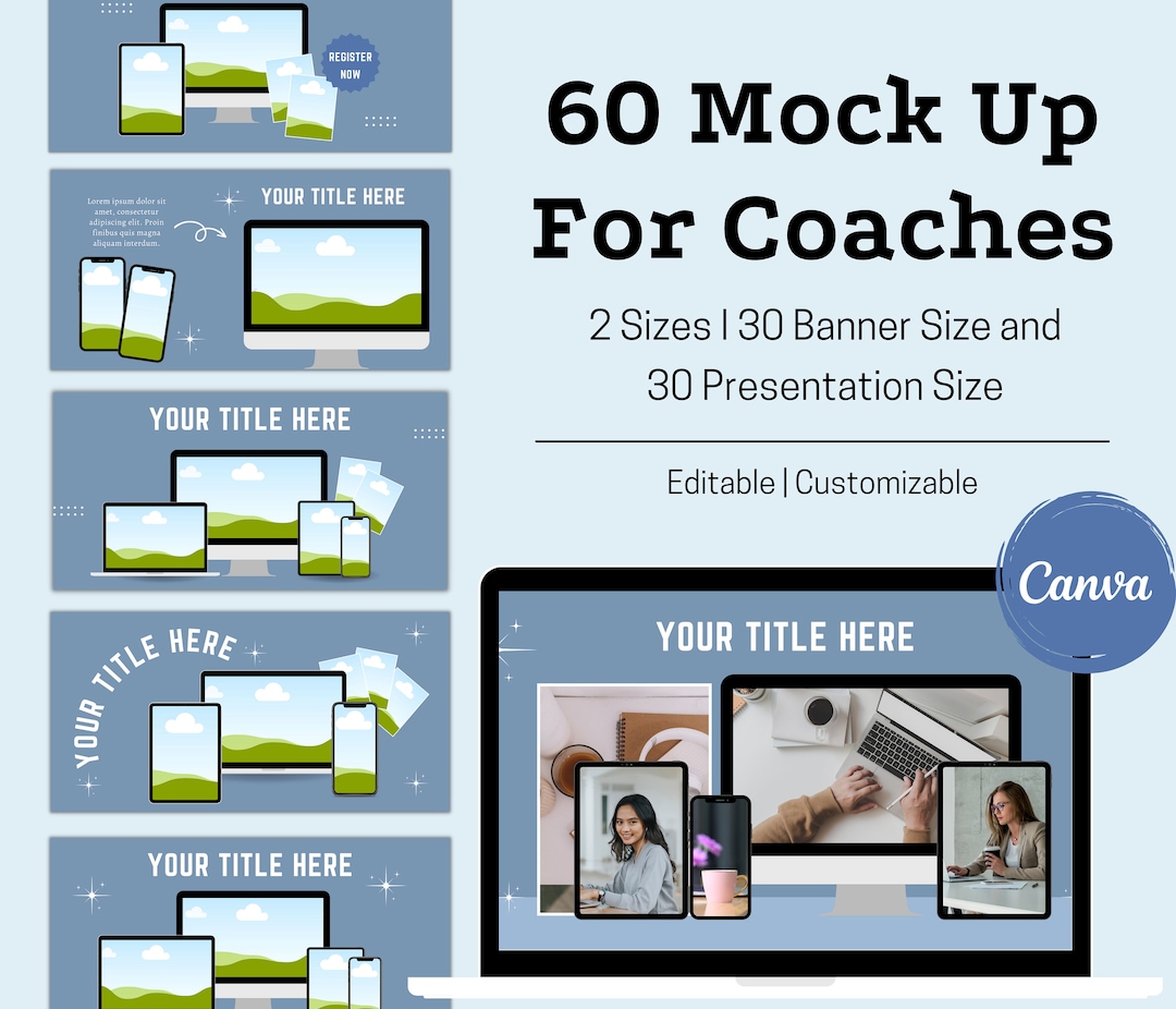 Mock up Canva Template for Coaches | Branding Kit Mock Ups |online Course Creator |tech Mock up ...