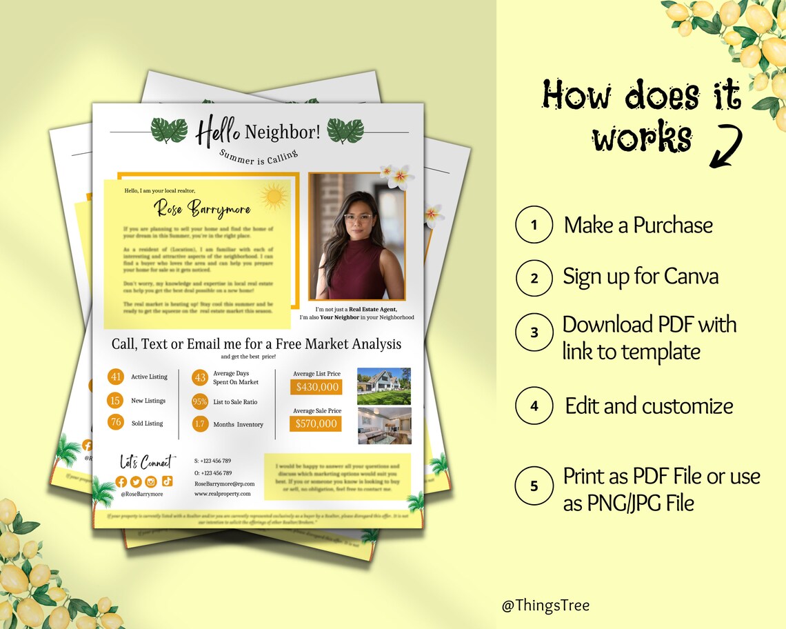 Hello Neighbor Flyer|real Estate Template| Hello Summer Real Estate ...