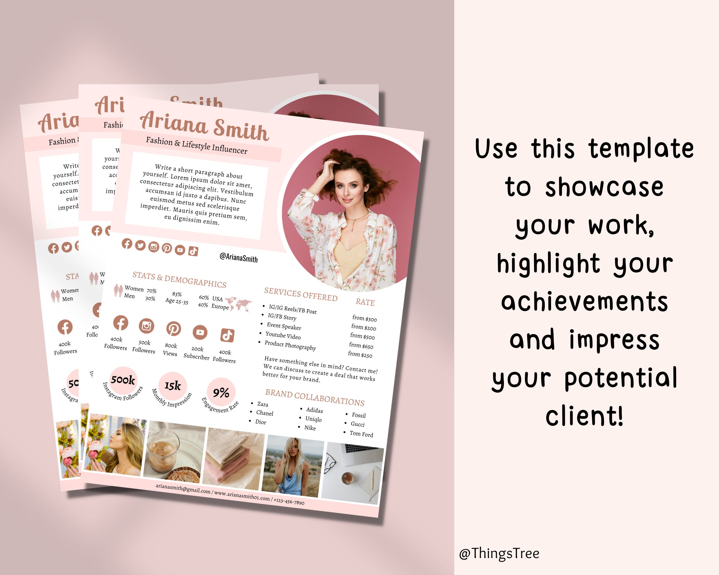 Media Kit Influencer Rate Sheet Social Media Influencer Canva Template ...