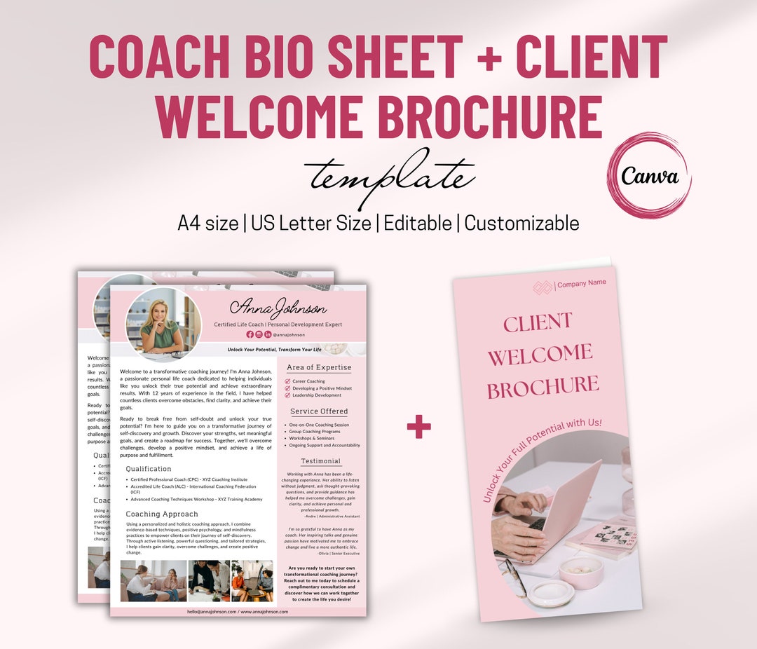 Life Coach Sheet, Client Welcome Brochure, One Sheet Bio,coach Profile ...