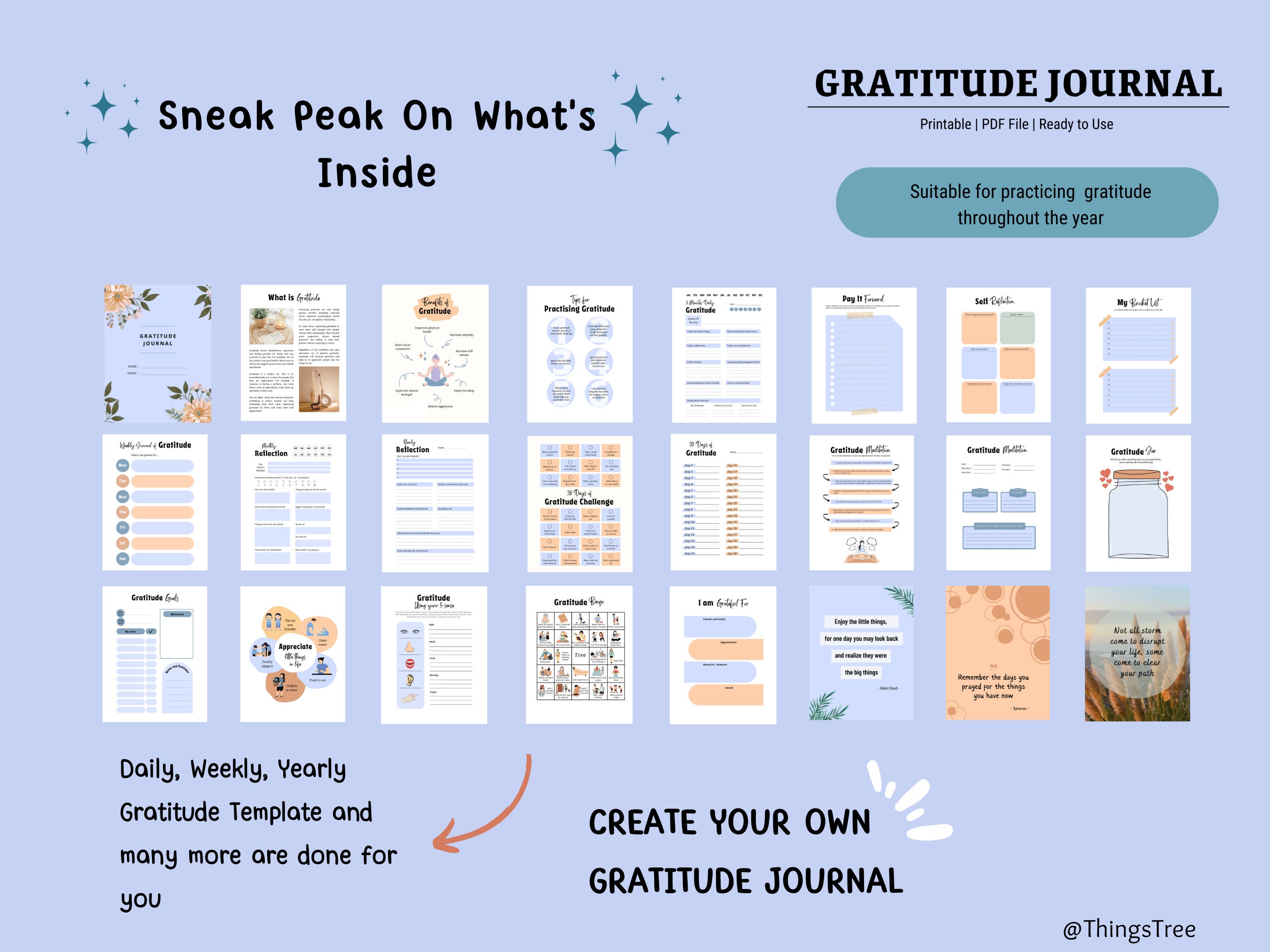 Gratitude Journal Printable Template | Gratitude Prompt | Self Care ...
