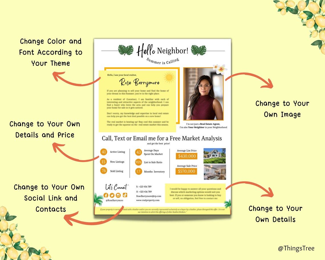 Hello Neighbor Flyer|real Estate Template| Hello Summer Real Estate ...