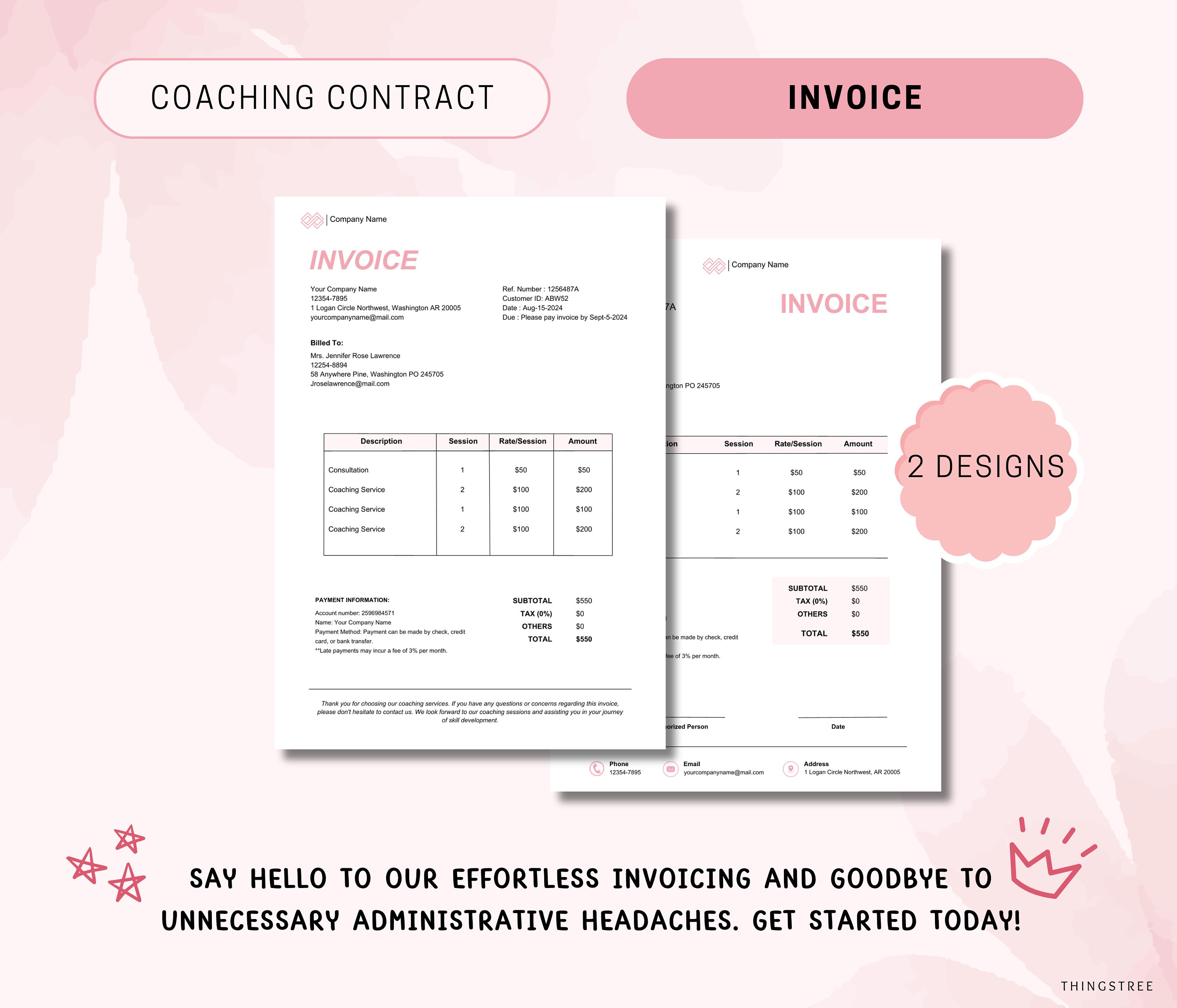 Client Coaching Agreement Template Invoice Templatedone for - Etsy