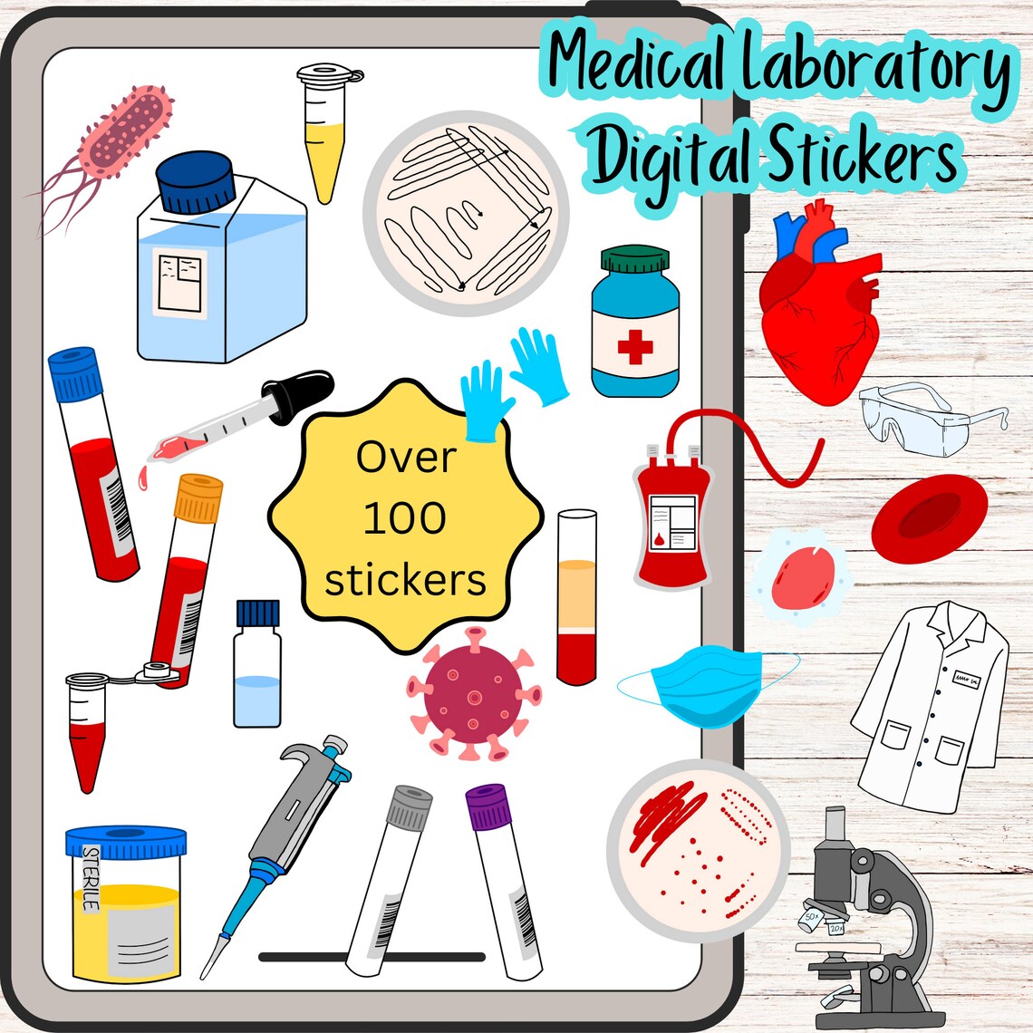 Medical Laboratory Digital Stickers for Notes and Presentations - Etsy