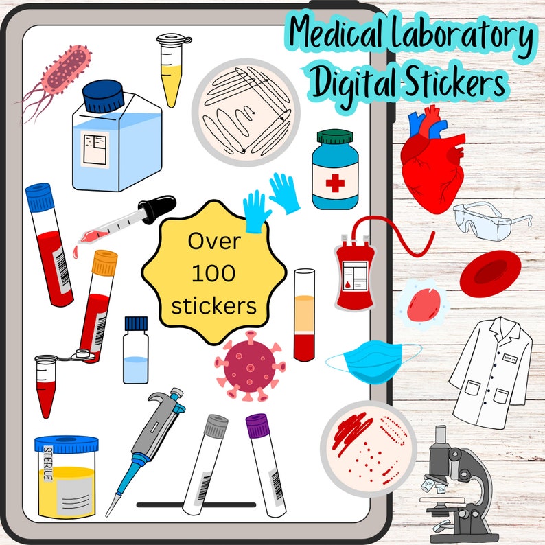 Medical Laboratory Digital Stickers for Notes and Presentations - Etsy