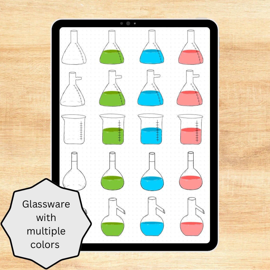 Lab Equipment Digital Stickers Hand Drawn Sickers for Note Taking and ...