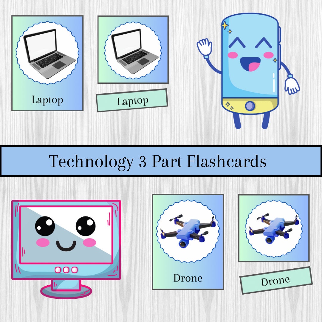 Technology Flashcards for Kids | Technology Classification 3-part ...