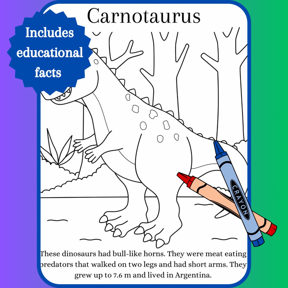 Dinosaur Coloring Pages for Toddlers, Preschool, Kindergarten Printable ...